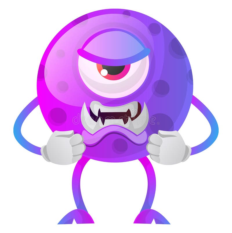 Angry Purple Monster with Horn, Vector or Color Illustration Stock ...