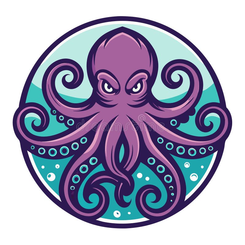 Angry Purple Octopus Vector Illustration for T-Shirt Design and ...