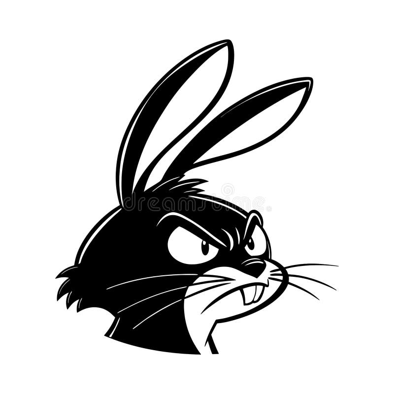 Angry Rabbit Face Silhouette from Front View Stock Vector ...