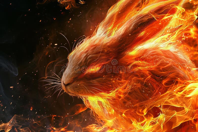 Angry Rabbit Fire. Generate Ai Stock Photo - Image of spring, nature ...