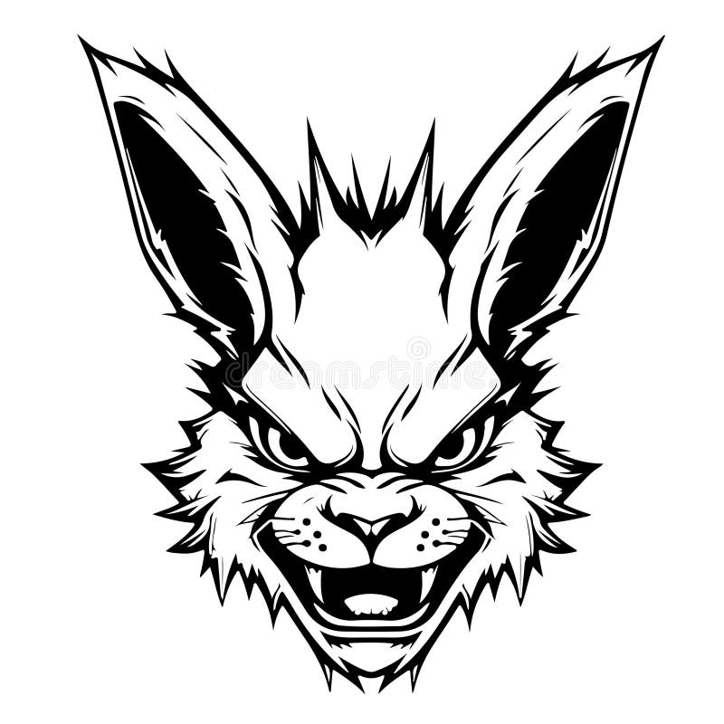 Angry Rabbit Vector Drawing, Isolated Hand Drawn Illustration. Stock ...