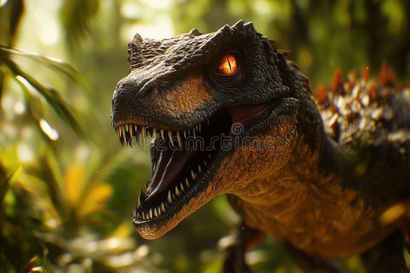 An Angry Raptor Dinosaur in the Jungle Ai Photo Stock Illustration ...