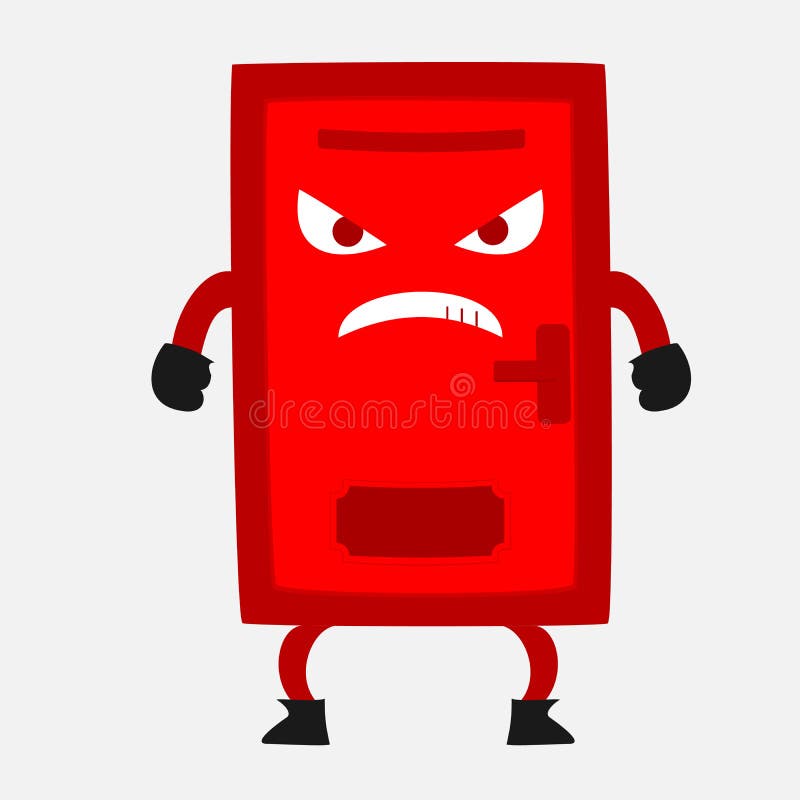 Angry Red Door Cartoon Illustration Vector Stock Illustration ...