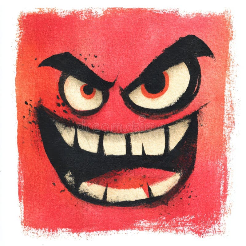 Angry Red Monster Face Cartoon Illustration Stock Illustration ...