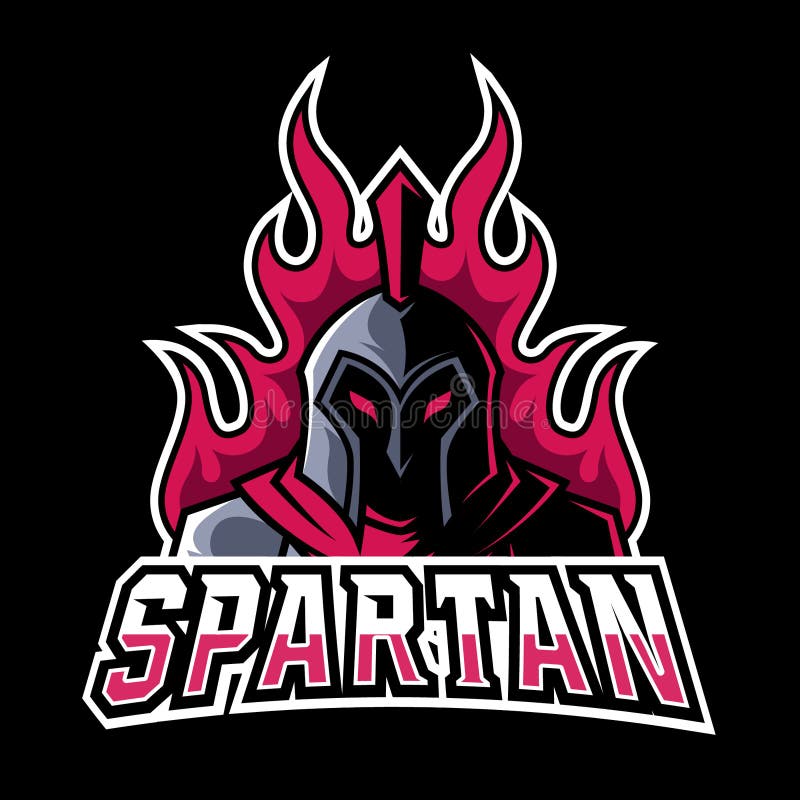Angry Red Spartan Fire Mascot Gaming Logo Design Vector Template Stock ...