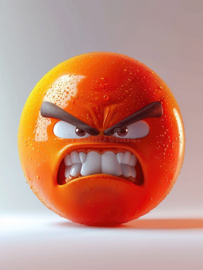 Angry Red Sphere with Exaggerated Facial Expression Stock Illustration ...