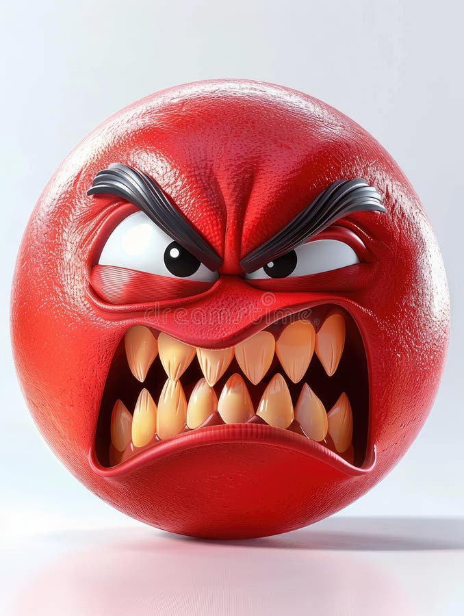 Angry Red Sphere with Exaggerated Facial Expression Stock Illustration ...