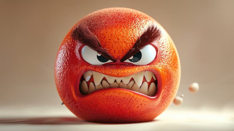 Angry Red Sphere with Exaggerated Facial Expression Stock Illustration ...