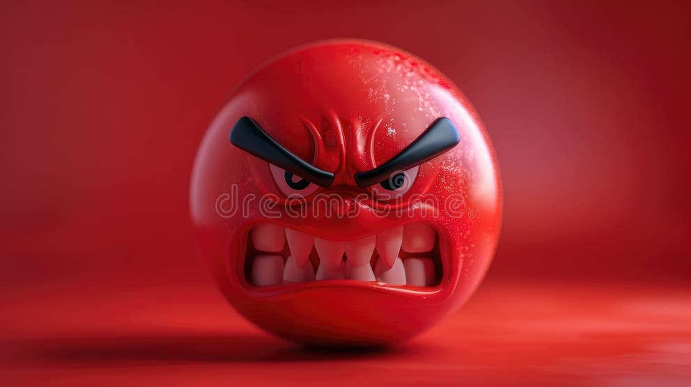 Angry Red Sphere with Exaggerated Facial Expression Stock Illustration ...
