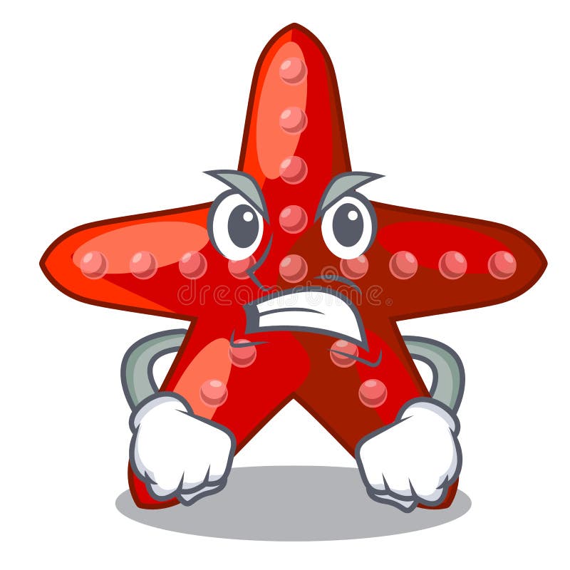 Angry Red Starfish in the Cartoon Shape Stock Vector - Illustration of ...
