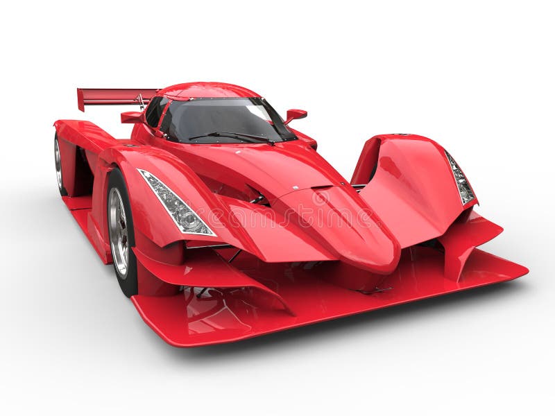 Angry Red Super Race Car - Front View Low Angle Shot Stock Illustration ...