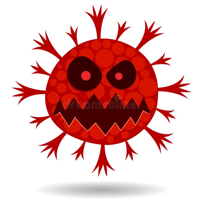 Angry Red Virus Face Cartoon Image, Vector Stock Vector - Illustration ...