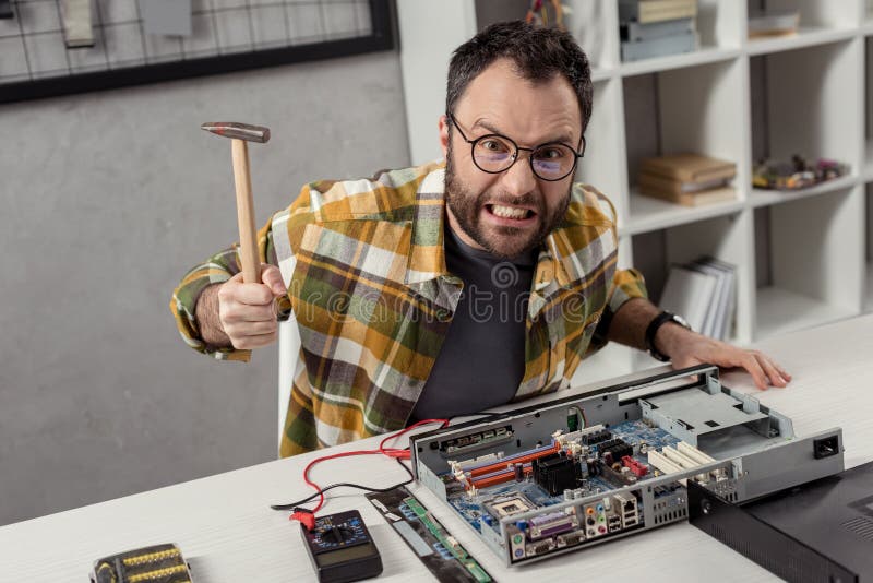 Hammer Against Computer Electronic Components Stock Photos - Free ...