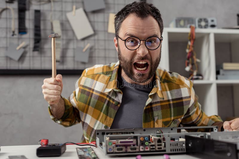 Hammer Against Computer Electronic Components Stock Photos - Free ...