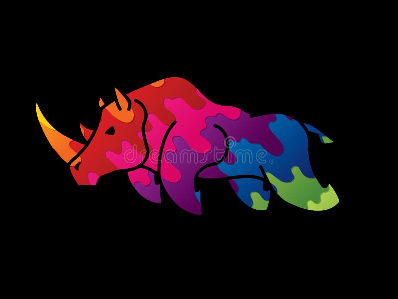 Angry Rhino Attack Graphic Vector. Stock Vector - Illustration of ...