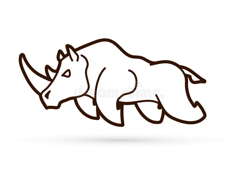 Angry Rhino Attack Graphic Vector. Stock Vector - Illustration of ...