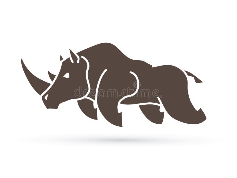 Angry Rhino Attack Graphic Vector. Stock Vector - Illustration of face ...