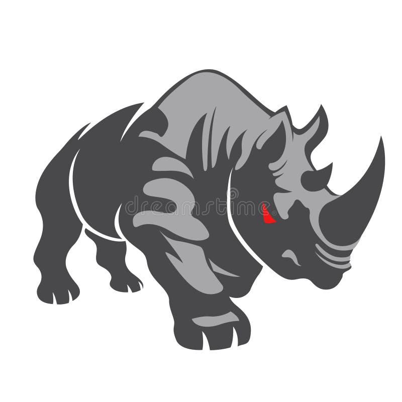 Angry Rhino on the White Background. Stock Vector - Illustration of ...