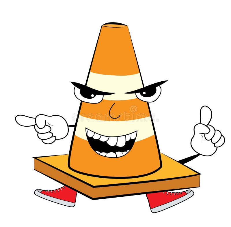 Angry Road cone cartoon stock illustration. Illustration of isolated ...