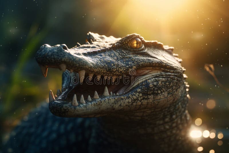 Angry Roaring Alligator, Generative Ai Stock Illustration ...