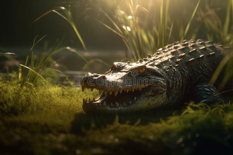 Angry Roaring Alligator, Generative Ai Stock Illustration ...