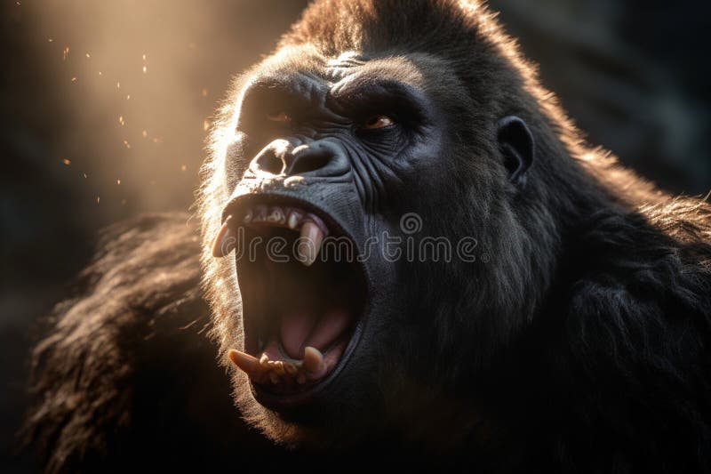 Angry Roaring Gorilla, Generative Ai Stock Illustration - Illustration ...