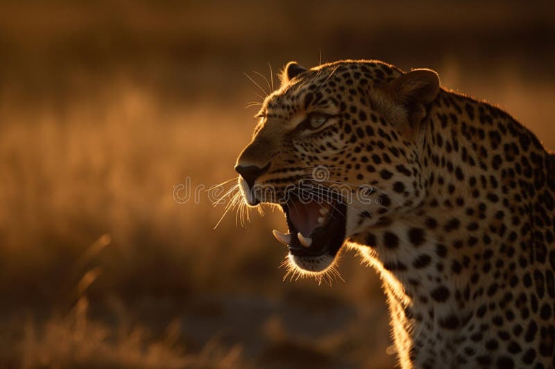 Angry Roaring Leopard, Generative Ai Stock Illustration - Illustration ...