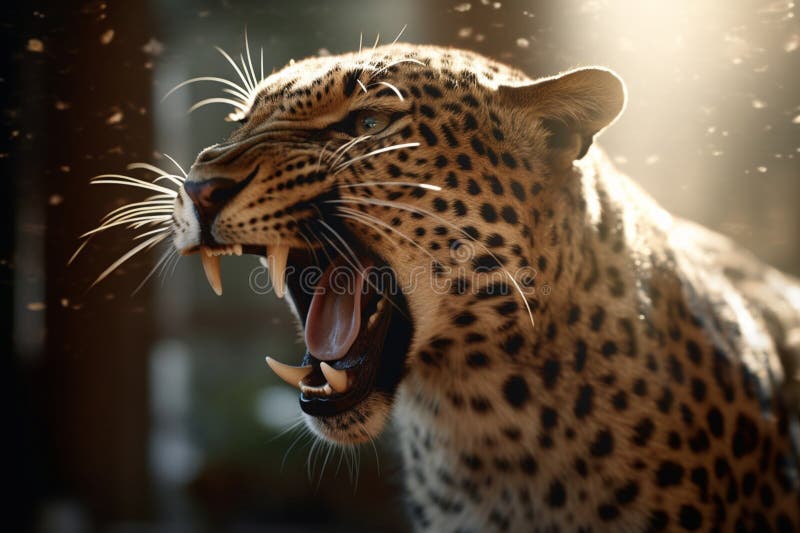 Angry Roaring Leopard, Generative Ai Stock Illustration - Illustration ...