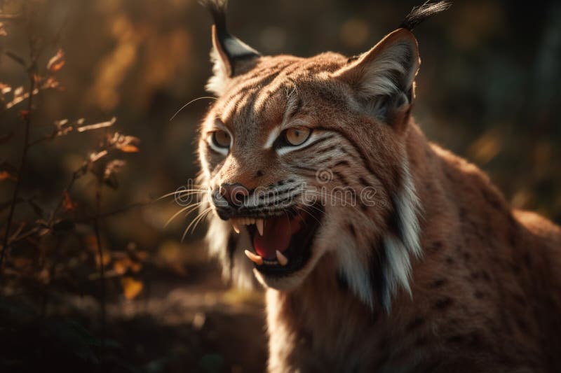 Angry Roaring Lynx, Generative Ai Stock Illustration - Illustration of ...