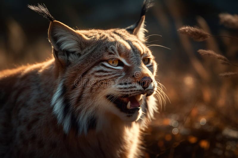 Angry Roaring Lynx, Generative Ai Stock Illustration - Illustration of ...