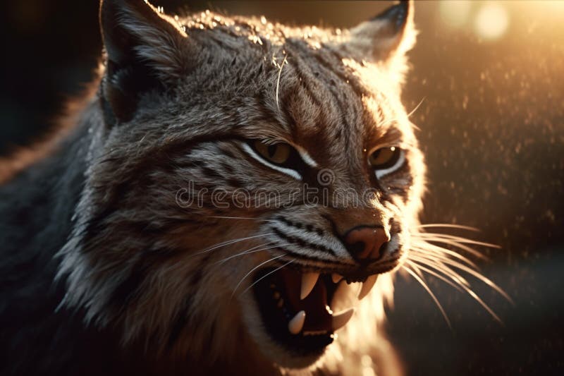 Angry Roaring Lynx, Generative Ai Stock Illustration - Illustration of ...