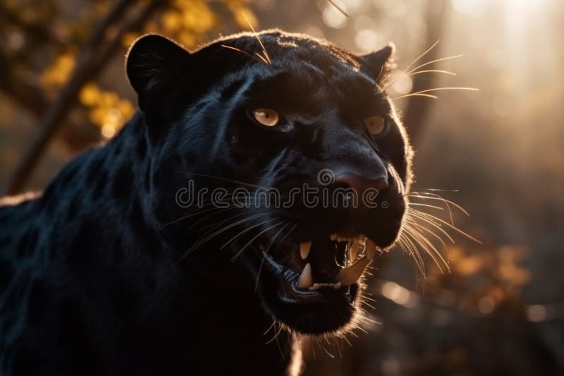 Angry Roaring Panther, Generative Ai Stock Illustration - Illustration ...