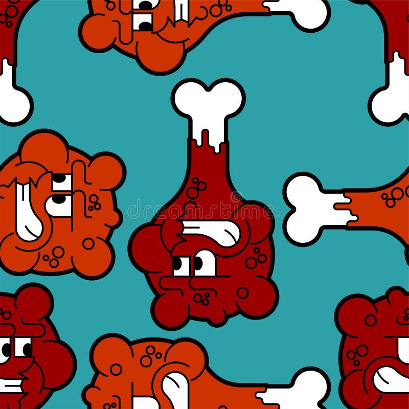 Angry Roasted Chicken Leg Cartoon Isolated. Evil Food Vector ...