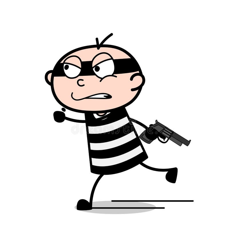 Angry Robber Running with Pistol Vector Stock Illustration ...