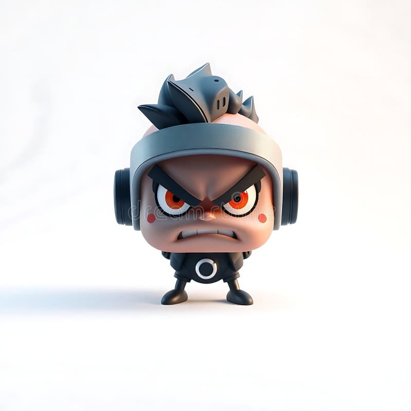 Angry Robot Boy 3d Render Cute yet Fierce Character Design Stock ...
