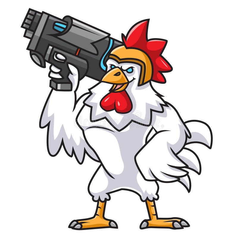The Angry Rooster Holding Gun Stock Vector - Illustration of club ...