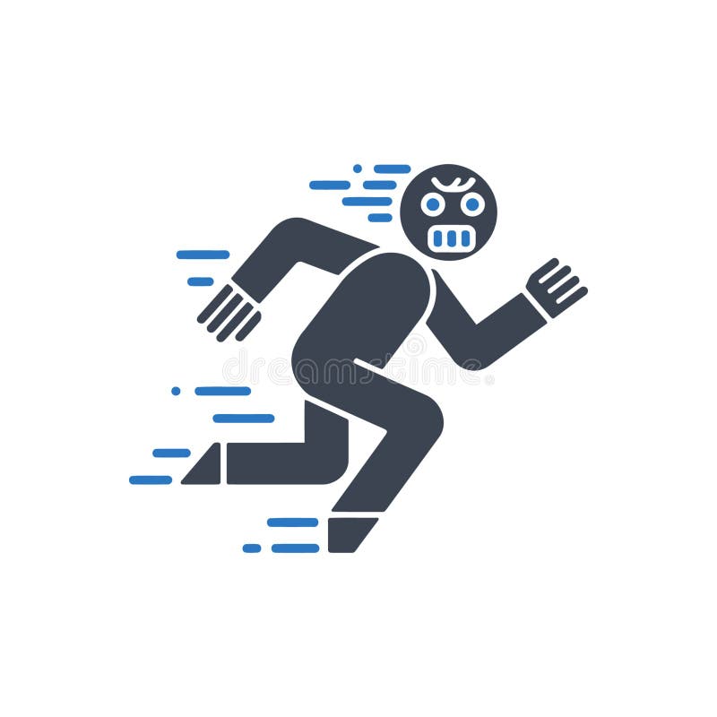 Angry Running Figure Icon stock vector. Illustration of symbol - 376289766