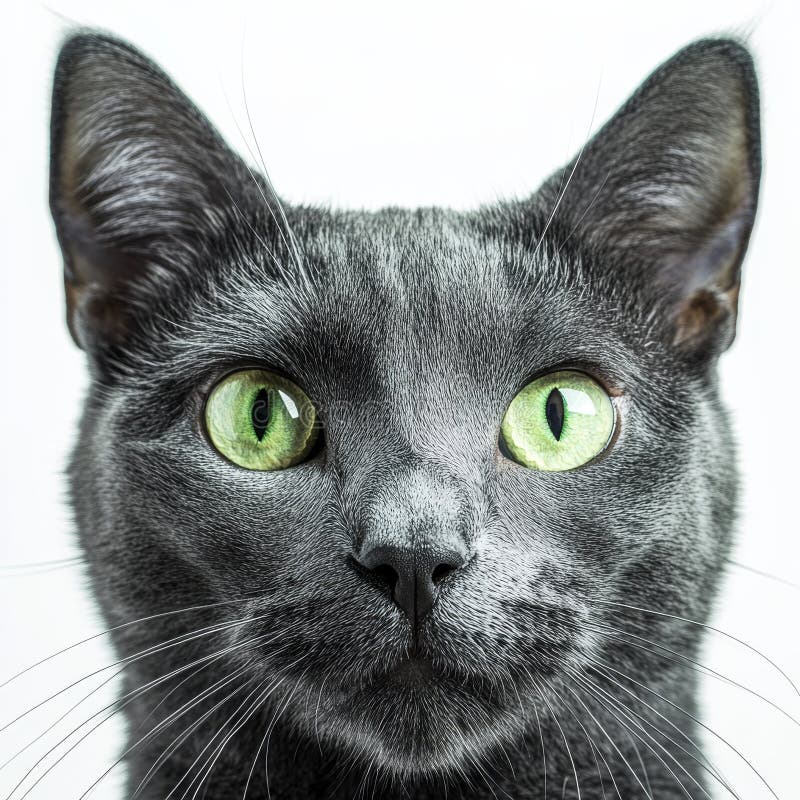 Angry Russian Blue Cat on Transparent Background with Green Eyes Stock ...