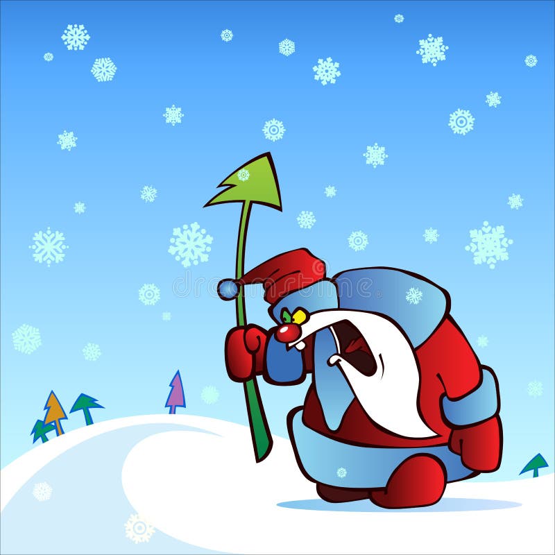 Angry Santa Stuck in Chimney Stock Illustration - Illustration of ...