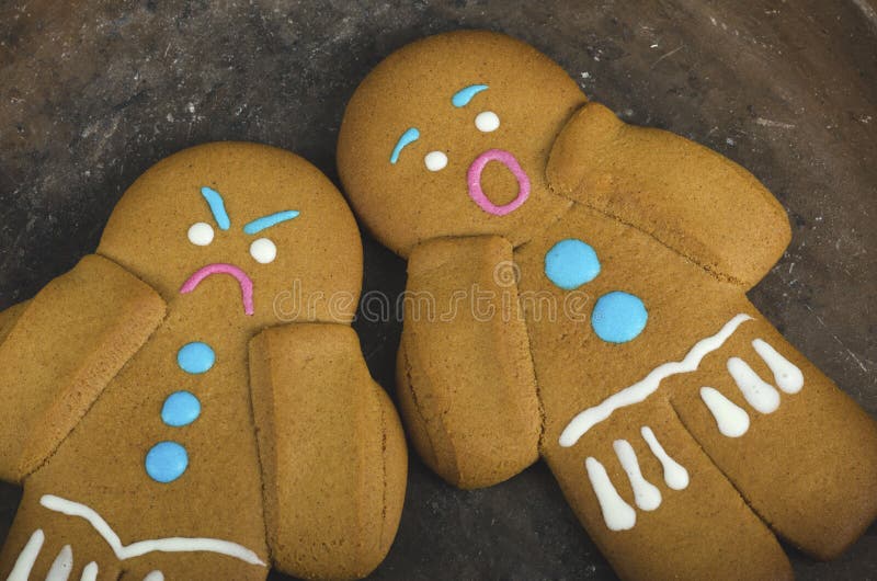 Angry and Scared Gingerbread Men Stock Photo - Image of decoration ...