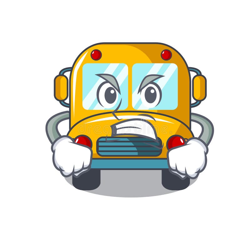 Angry School Bus Mascot Cartoon Stock Vector - Illustration of emotion ...