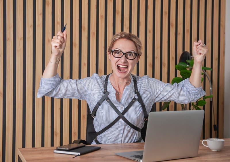 Angry Screaming Businesswoman with Hands Up Stock Image - Image of ...