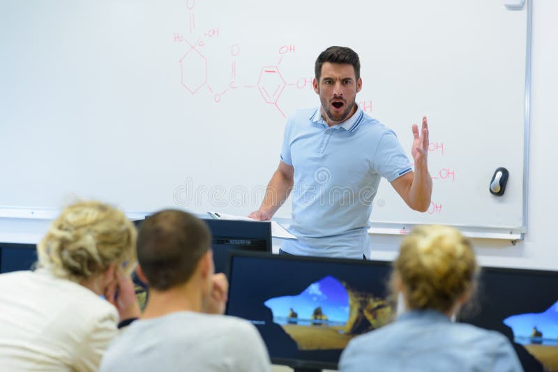 Angry Screaming Male Teacher Pointing Out Stock Image - Image of ...