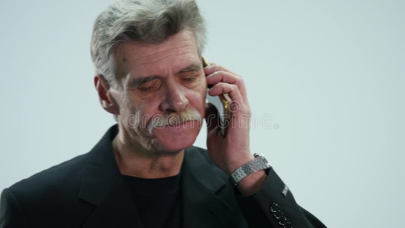 Angry Senior Man Speaking on Mobile Phone Stock Video - Video of ...