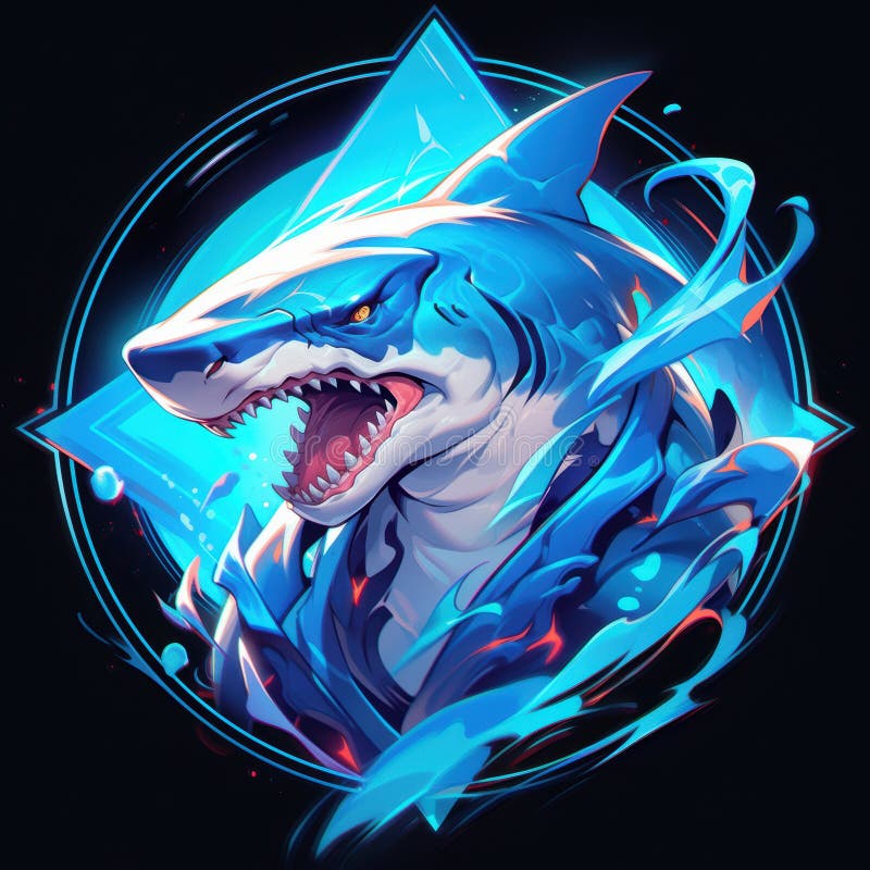 Angry Shark Illustration. Created by Generative Artificial Intelligence ...