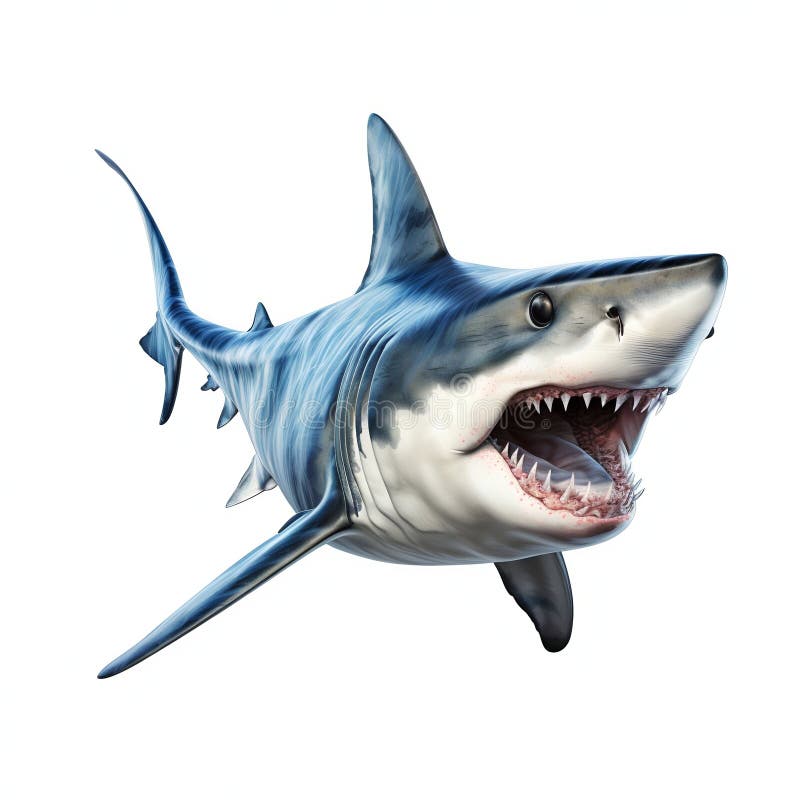 Angry Shark Isolated on White Background. Generative Ai Stock ...