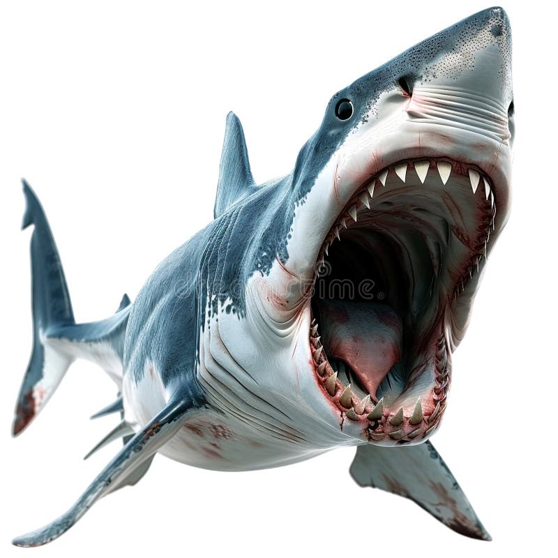 Angry Shark on Transparent Background Stock Illustration - Illustration ...