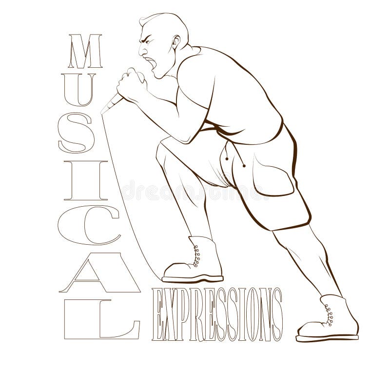 Angry singer outline stock illustration. Illustration of graphic - 90094231