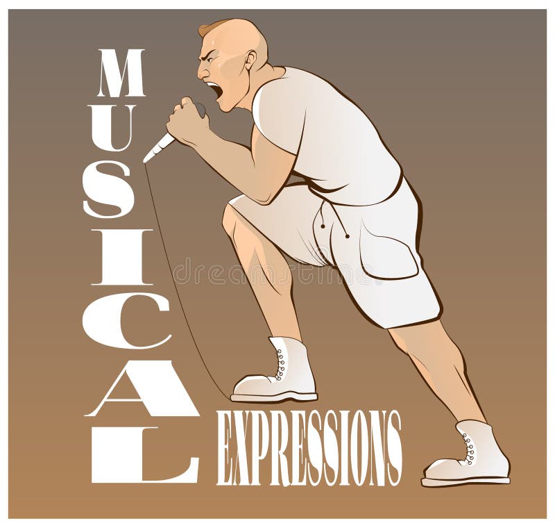 Angry Singer in the White Clothing Stock Vector - Illustration of ...