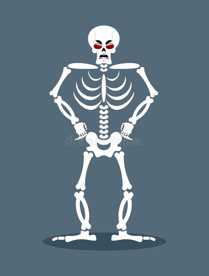Angry Skeleton. Aggressive Dead. Evil Skull and Bones. Stock Vector ...